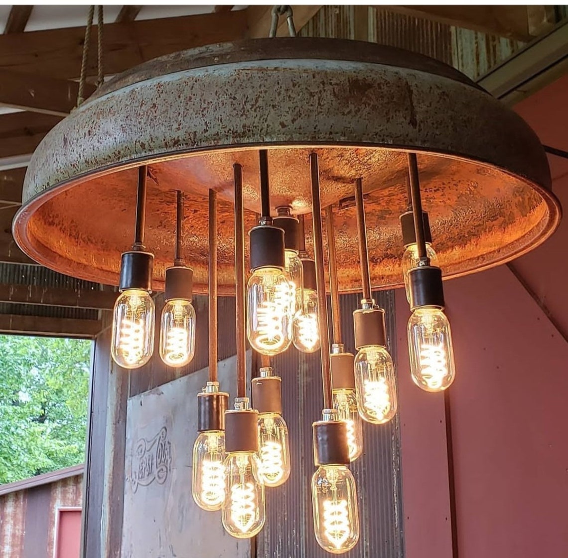 Rustic Vintage Turkey Brooder 25" Disk Drop Light - Etsy