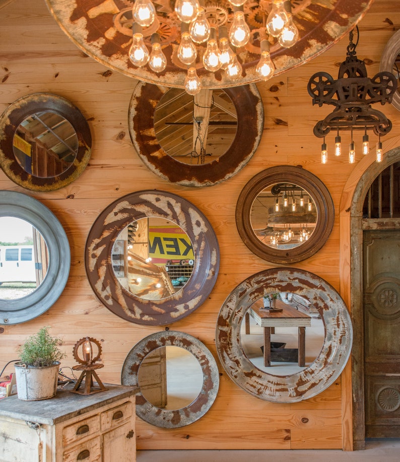 Rustic Vintage 46 Chicken Brooder Disk Mirror - Etsy