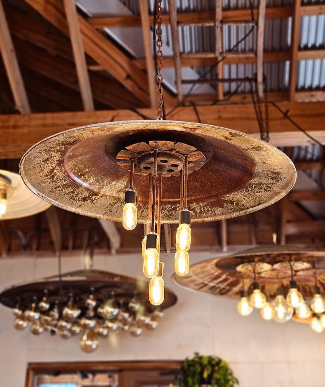 34" Rustic Vintage Brooder Disk W/packer Wheel Light - Etsy