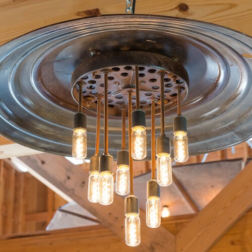 Rustic Vintage Chicken Brooder 34 Disk Drop Light - Etsy