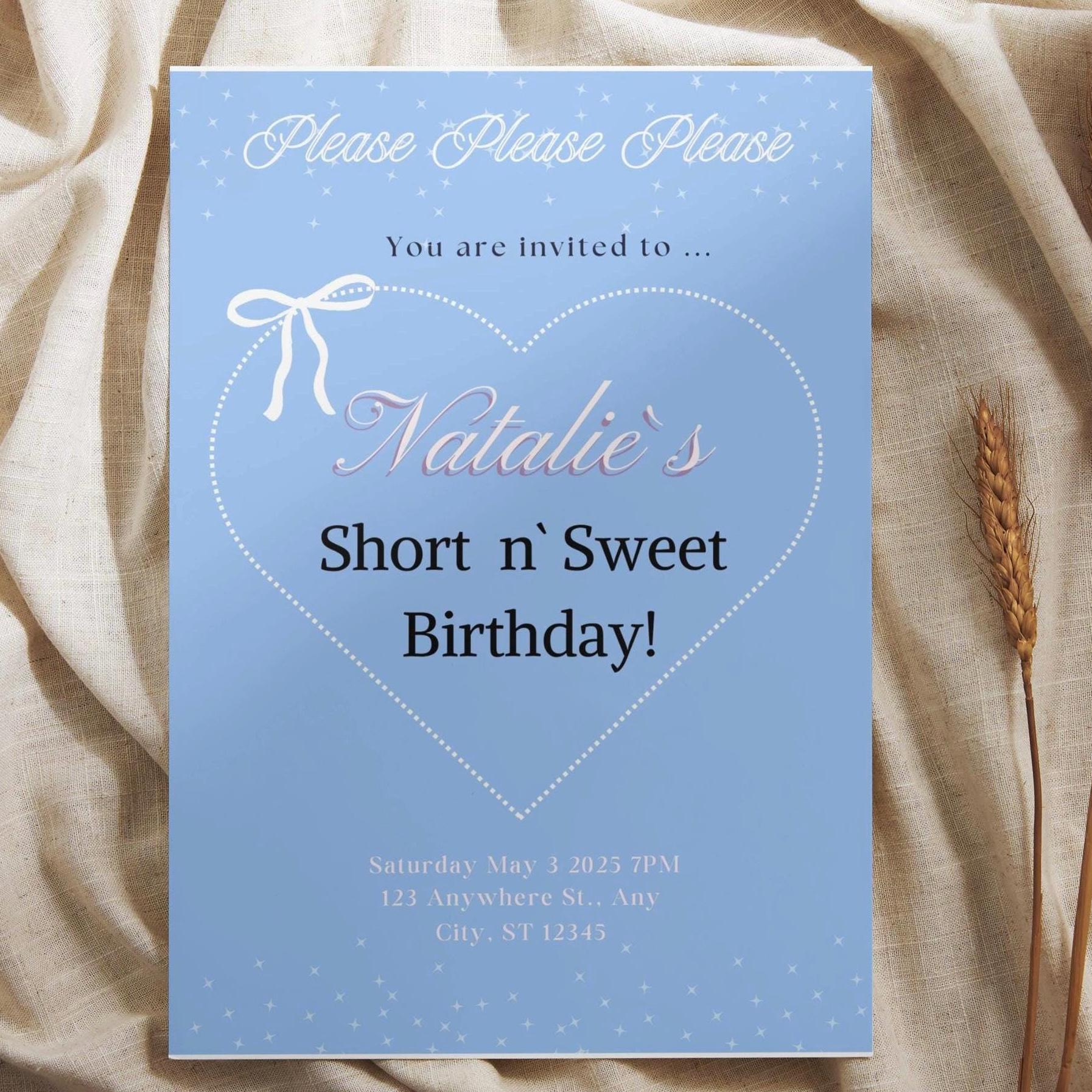 Sabrina Carpenter Themed Bday Invite, Please Please Please, Digital ...