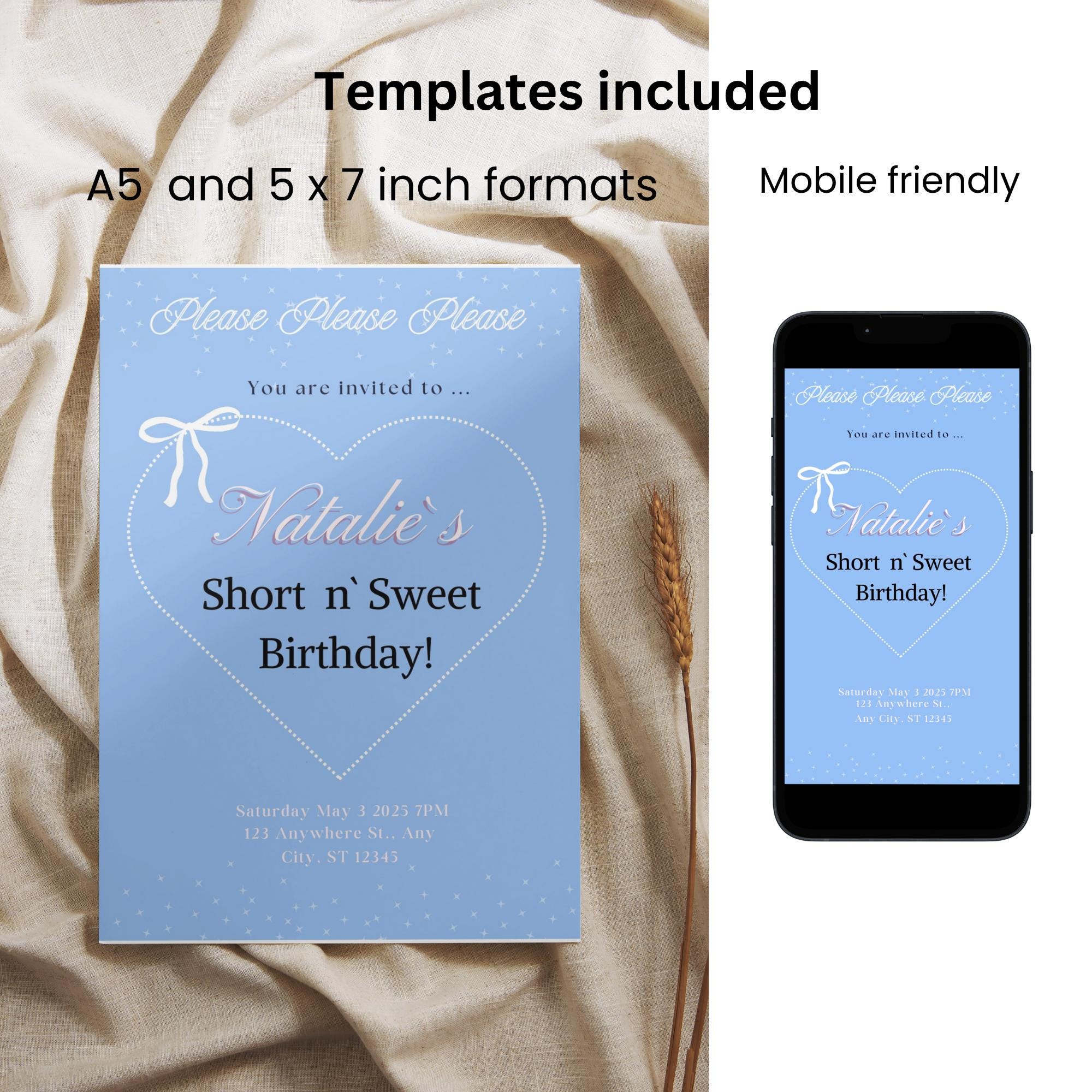 Sabrina Carpenter Themed Bday Invite, Please Please Please, Digital ...