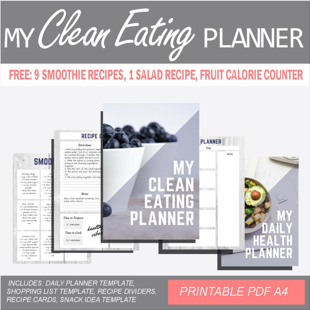 My Clean Eating Planner. Printable PDF A4 Size - Etsy