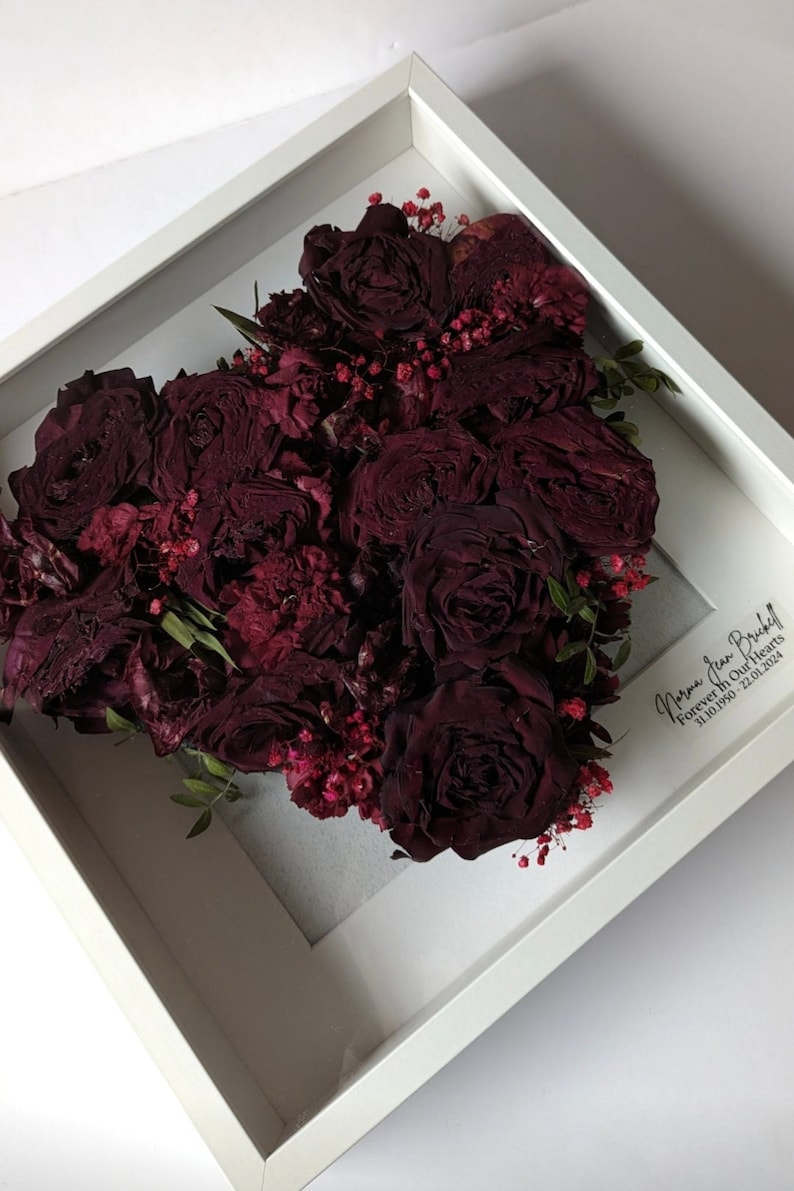Memorial Flowers Preservation in Shadow Box Wooden Frame, Funeral ...