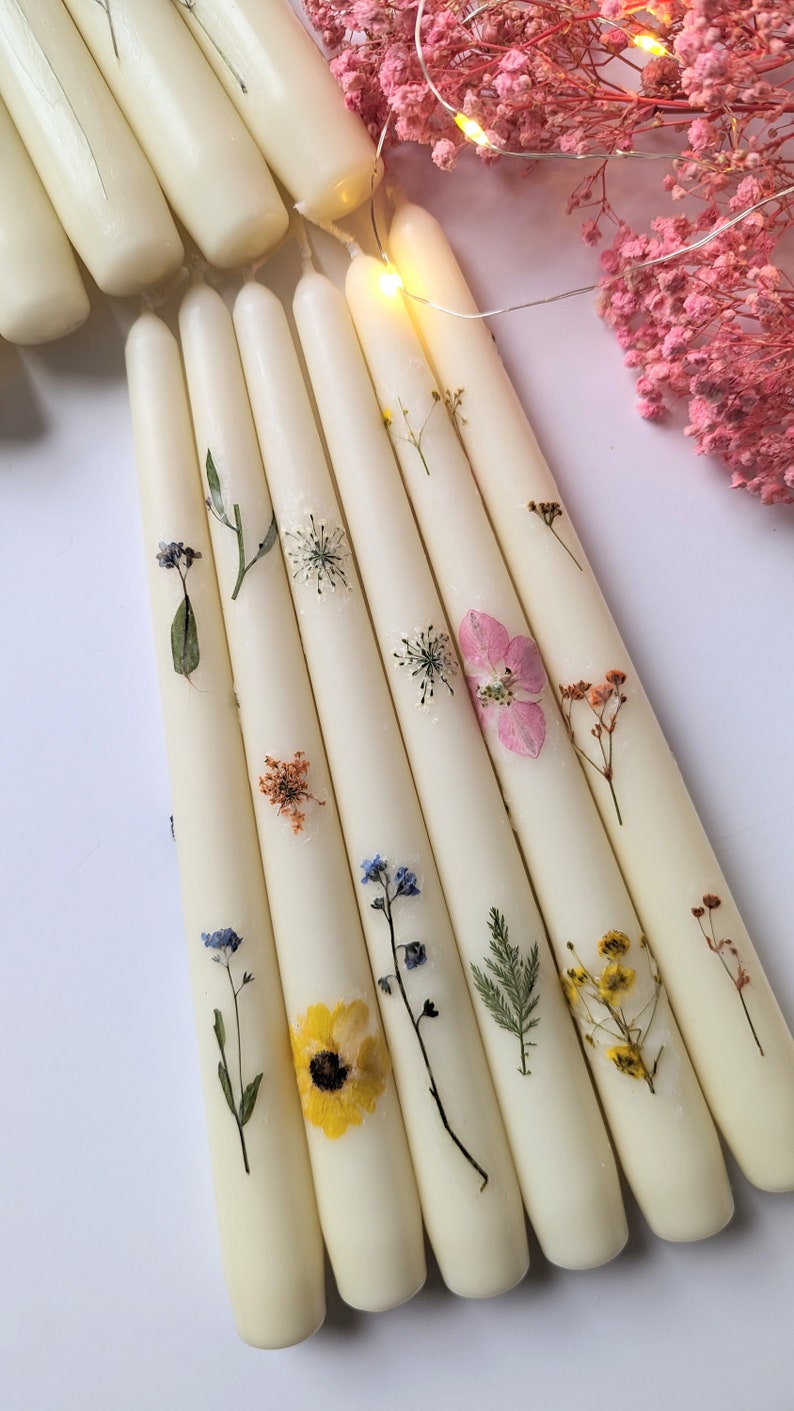 Floral Wedding Table Candles, Botanical Wedding Candles, Real Flowers ...
