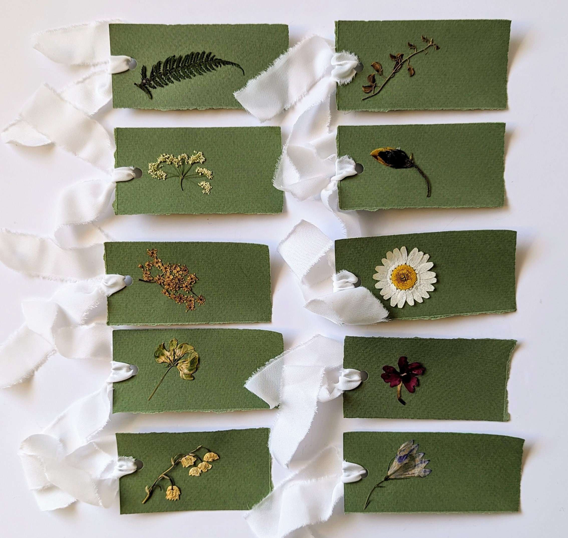 Personalised Wedding Name Place Cards With Real Flowers, Botanical ...