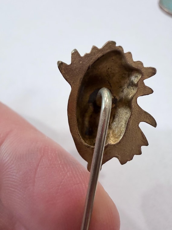 Indian Head Stick Pin Native American Chief Gold Tone - Gem