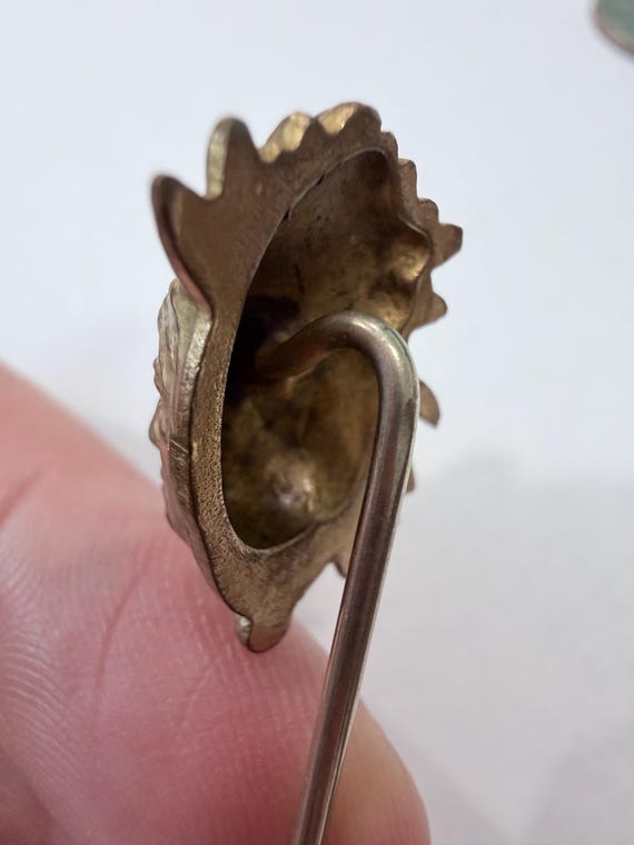 Indian Head Stick Pin Native American Chief Gold Tone - Gem