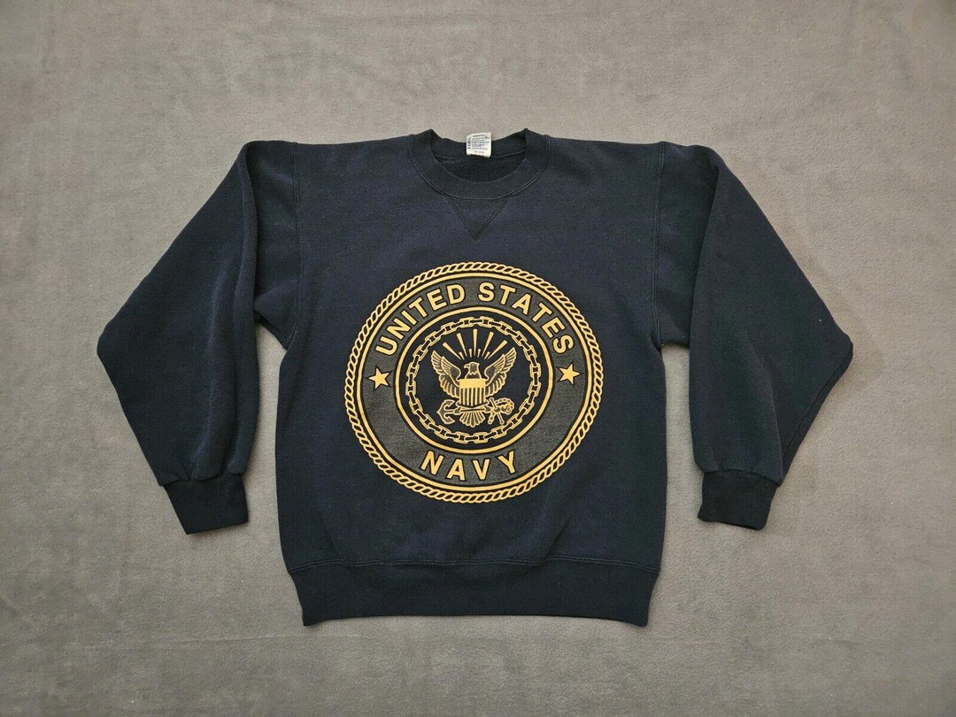 US Navy USN Blue Big Logo Sweater Size Small Made in the USA - Etsy