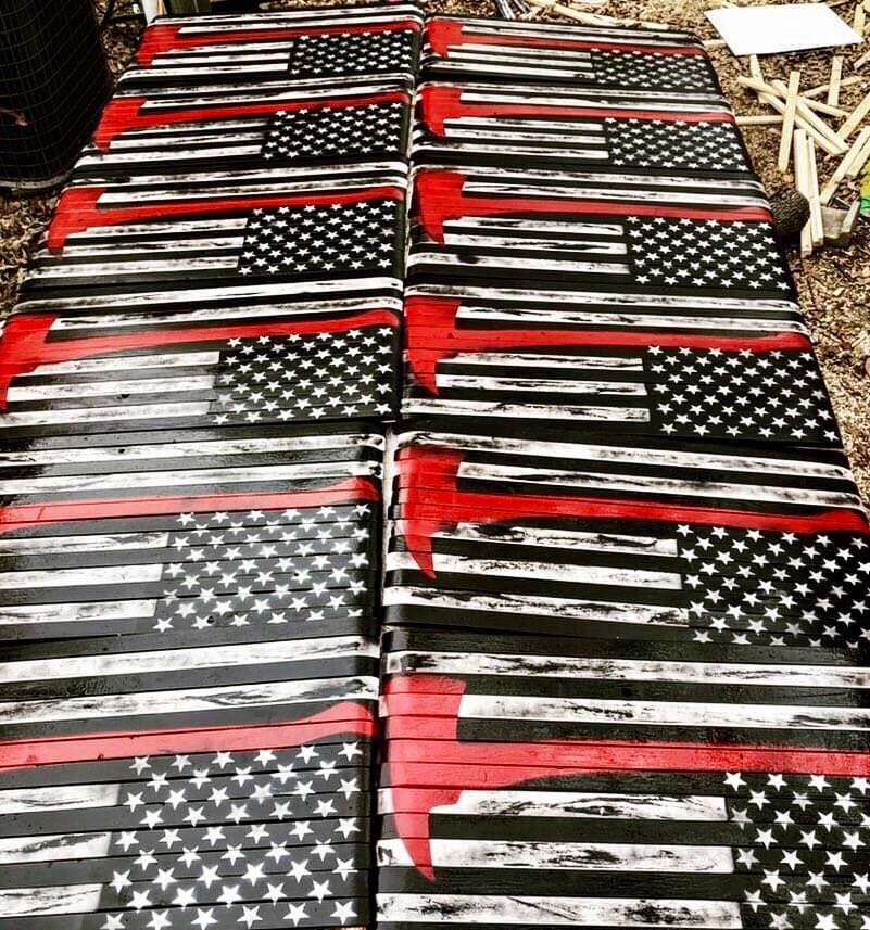 Thin Red Line Axe Flag - Etsy