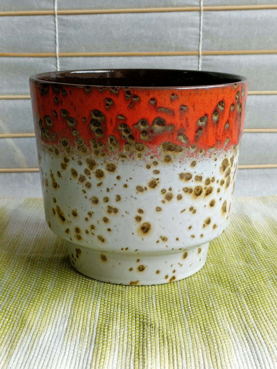 Vintage Scheurich Ceramic Planter, 1970s Orange Ceramic Fat Lava Pot ...