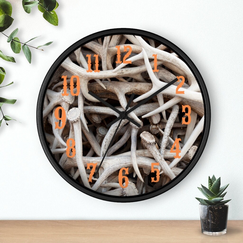 Hunting Wall Clock - Deer Antler Clock - Rustic - Wall Decor - Gift For ...