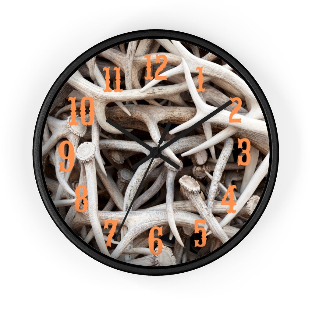Hunting Wall Clock - Deer Antler Clock - Rustic - Wall Decor - Gift For ...