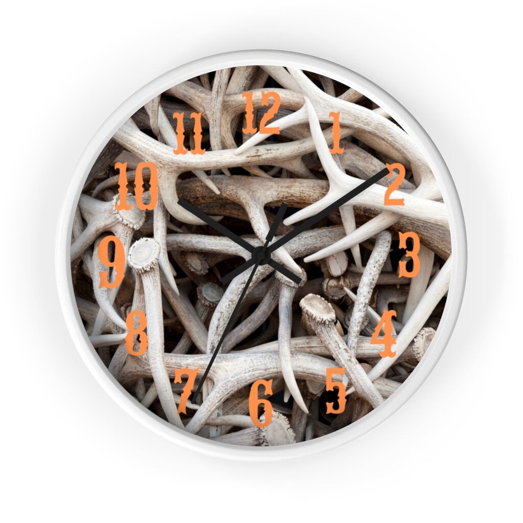 Hunting Wall Clock - Deer Antler Clock - Rustic - Wall Decor - Gift For ...