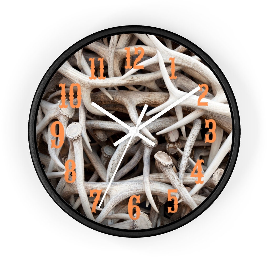 Hunting Wall Clock - Deer Antler Clock - Rustic - Wall Decor - Gift For ...