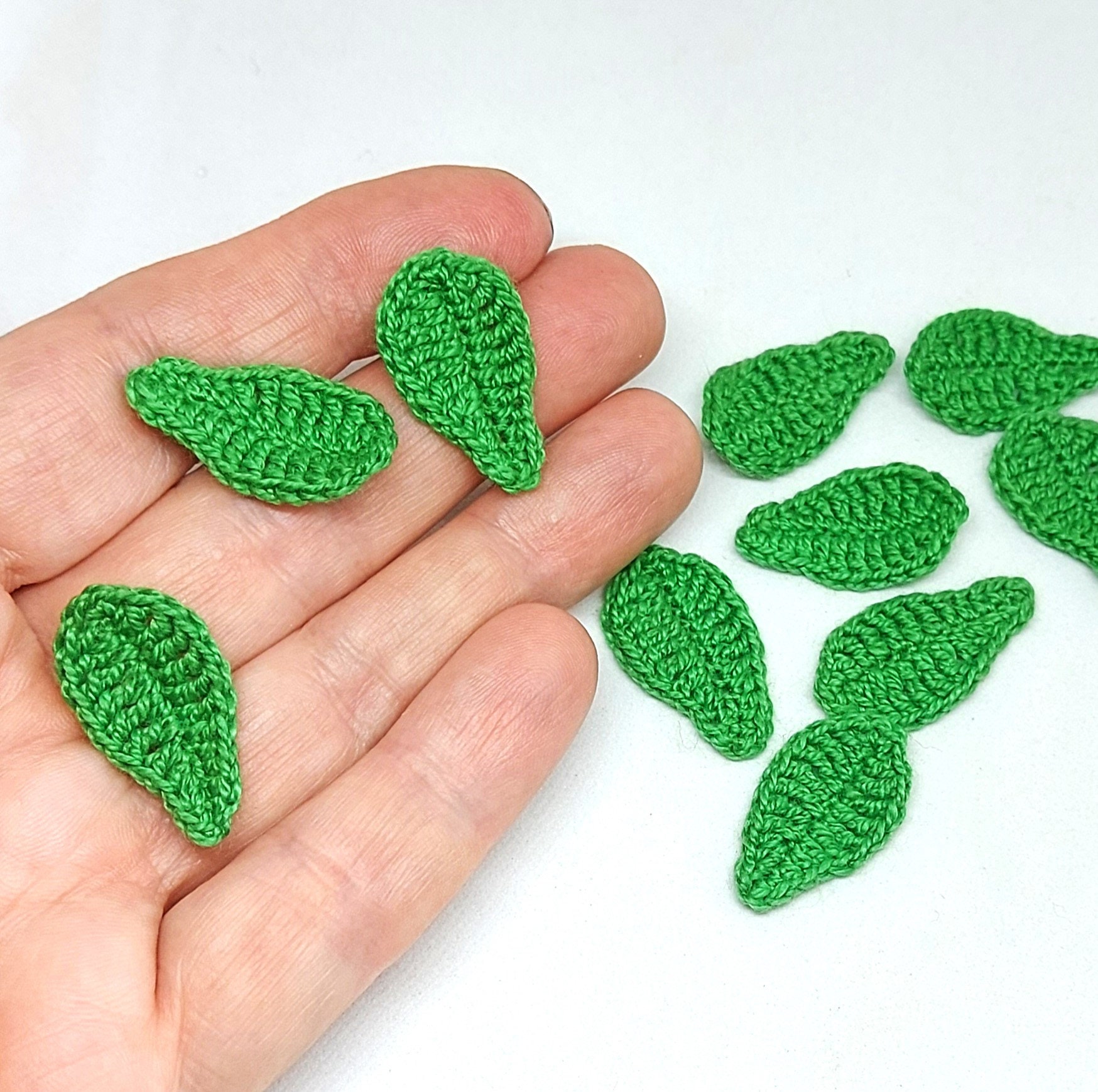 Green Leaves Set of 6 Crocheted Leaves Cotton Crocheted Leaf - Etsy