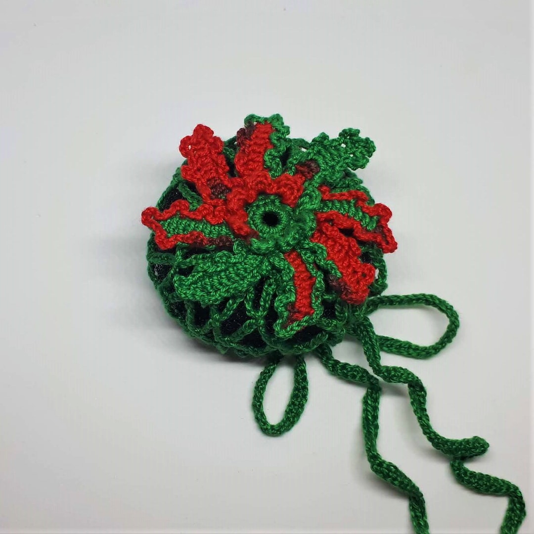 Christmas Red Green Color Bun Cover Crocheted Interesting Design Hair ...