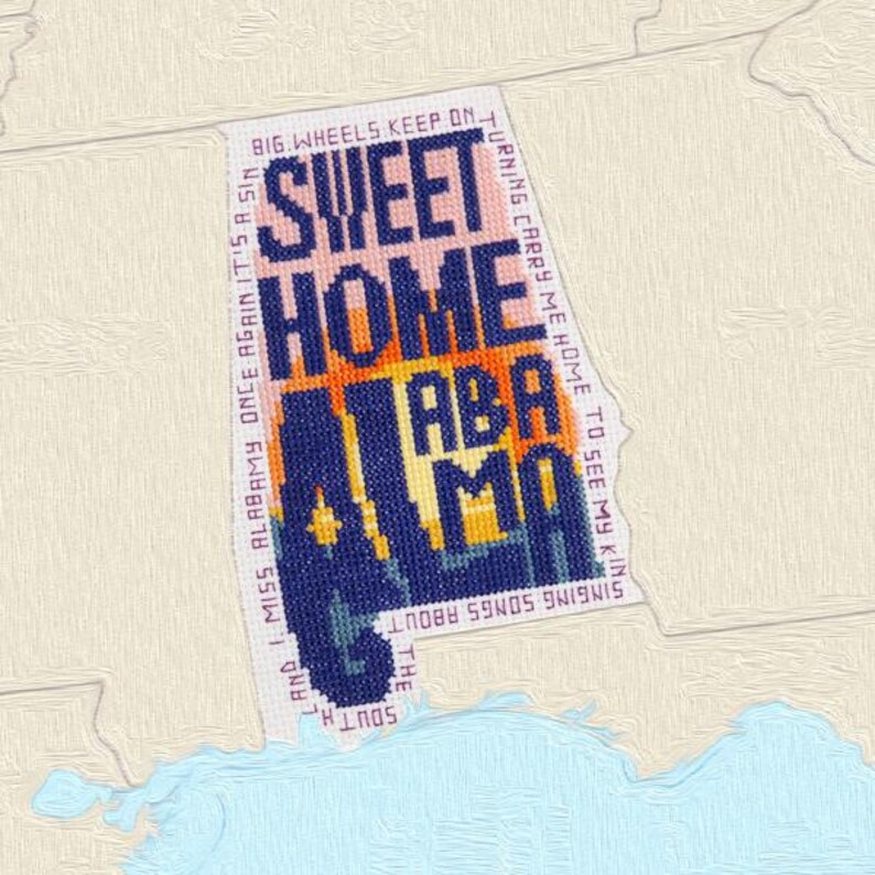 Sweet Home Alabama Cross Stitch Pattern - Etsy