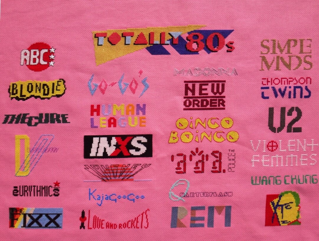 Totally 80s - the A-Z of 80s Rock Cross Stitch Sampler Pattern - Etsy