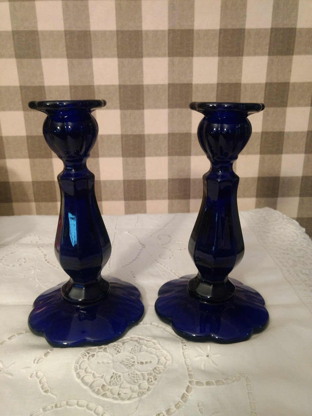 Cobalt Blue Vintage Candle Sticks Set of 2 - Etsy