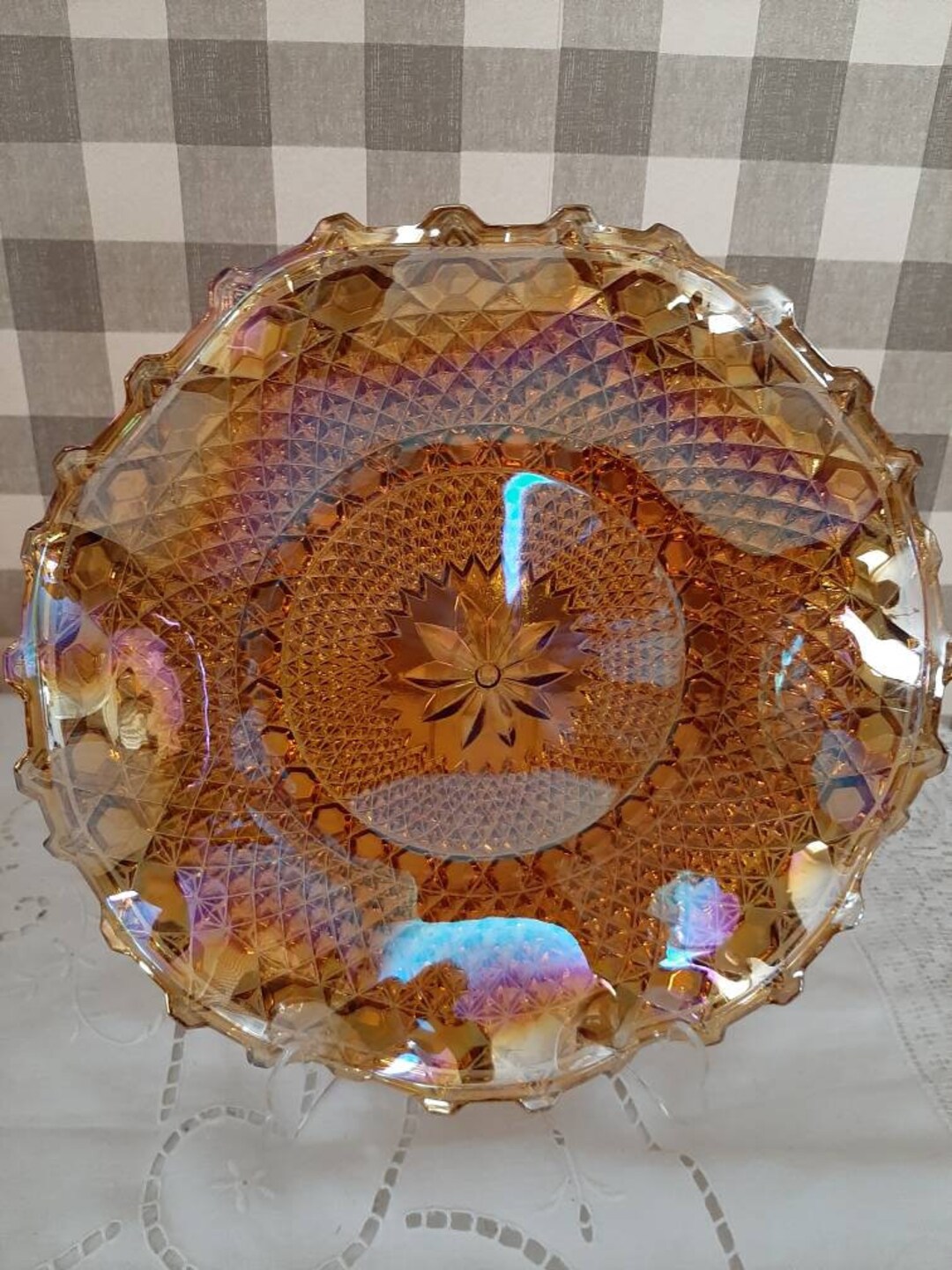 Indiana Marigold Carnival Glass Ruffle Edge Bowl - Etsy