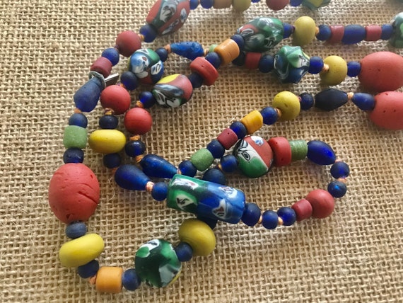 1980’s Marc Labat Glass Bead Long Necklace Made in Pa… - Gem