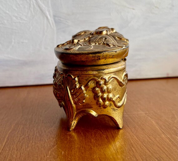 Antique Chunky Gold-Tone Metal Jewelry Box with Deep … - Gem