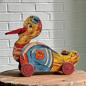Worn 1940s Quacky Duck Pull Toy - Etsy