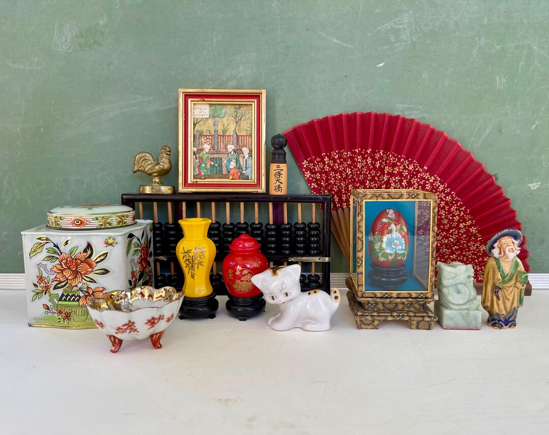 Collection of Vintage Asian-themed Decor Items, Very Good Condition - Etsy