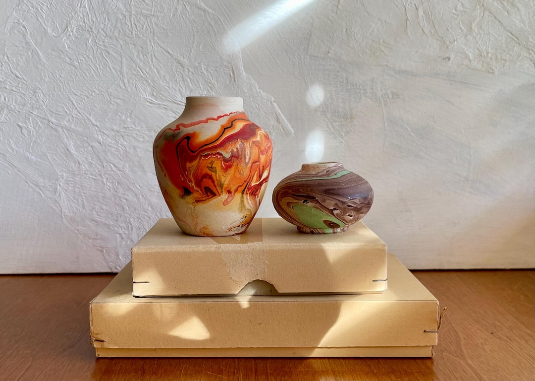 Pair of Small Vintage Southwest Pottery Vases, Nemadji and Seven Falls ...