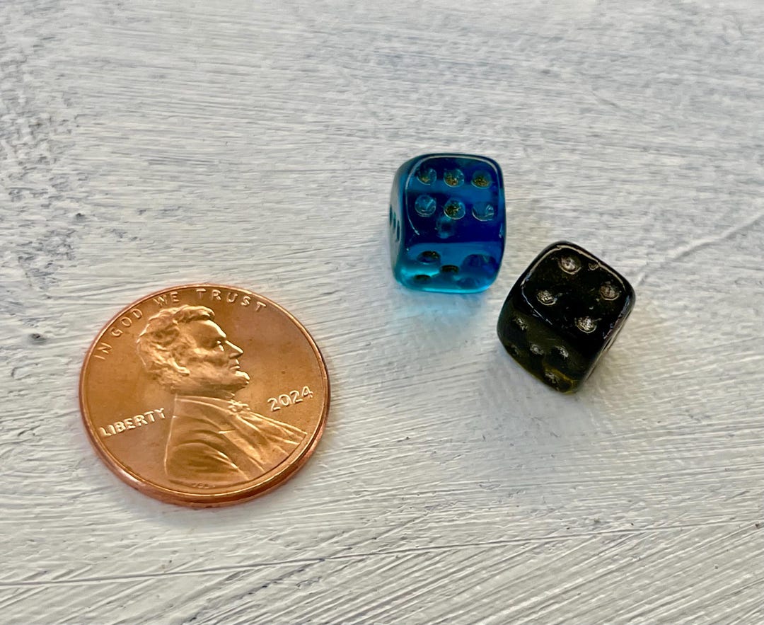 Pair of Very Small Antique Glass Die, One Blue and One Black - Etsy