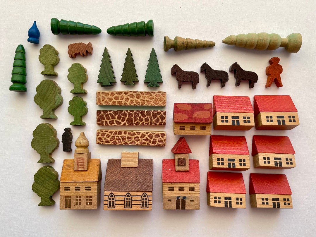 Set of Vintage German Village Blocks, in Original Net Bag - Etsy