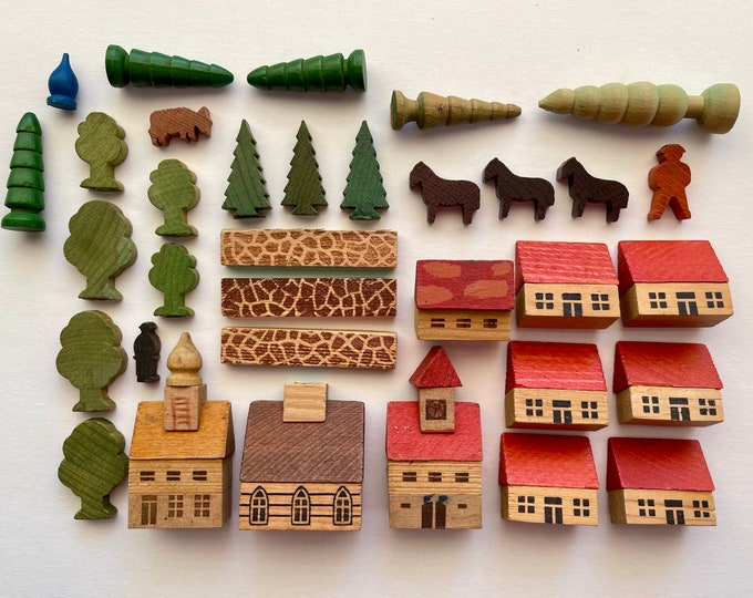 Set of Vintage German Village Blocks, in Original Net Bag - Etsy