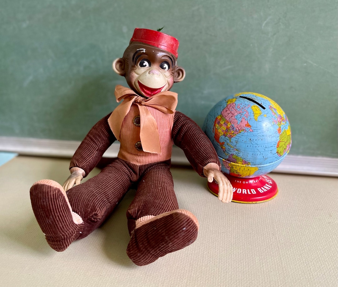 1950’s Toy Monkey, Organ Grinder, Bellhop Hat - Etsy