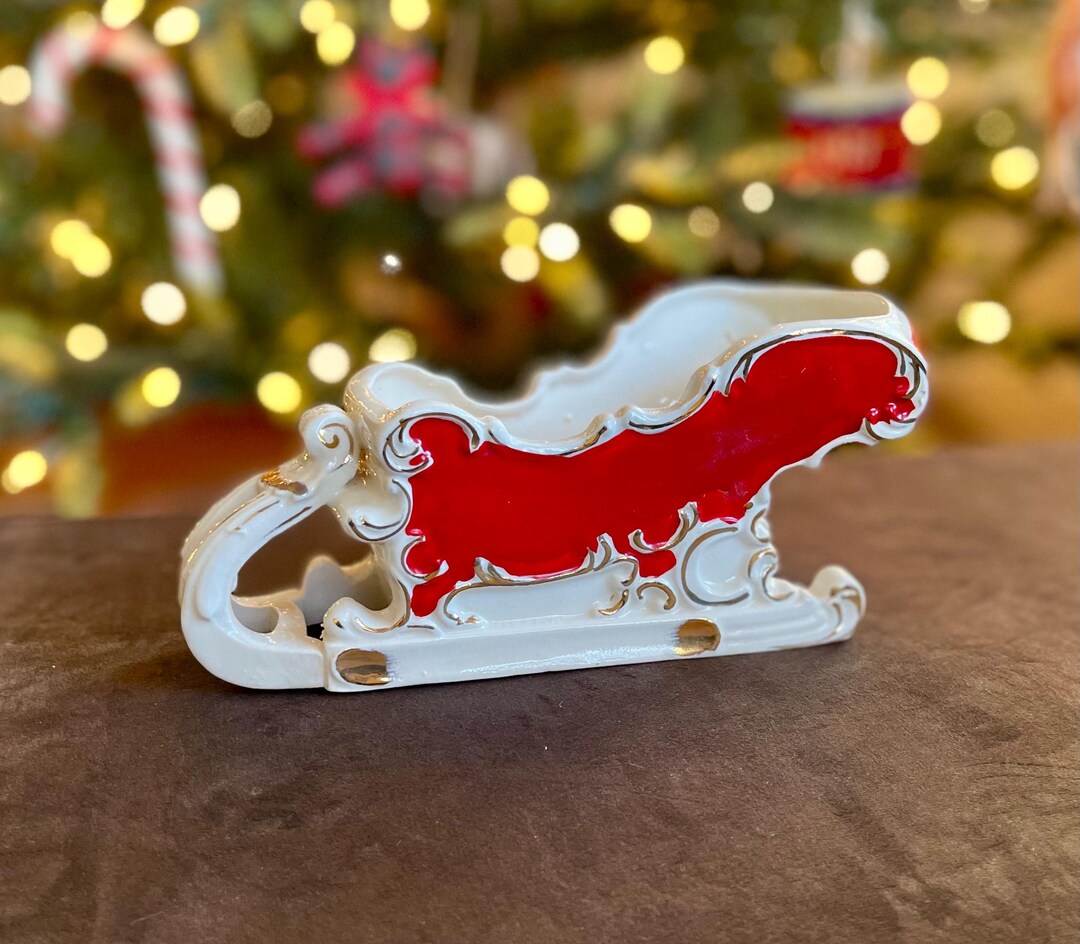 Vintage Ceramic Sleigh, Made in Japan, Candy Dish or Planter, Ready for ...