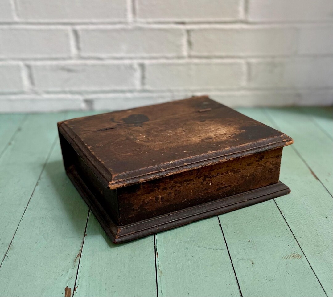 Antique Rustic Wooden Writing Box for Stationery and Pens, Circa Turn ...