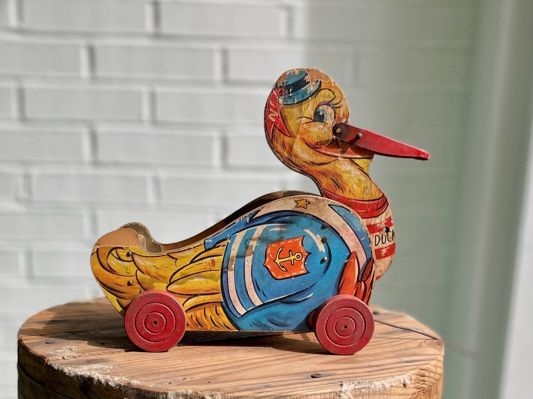 Worn 1940’s Quacky Duck Pull Toy - Etsy