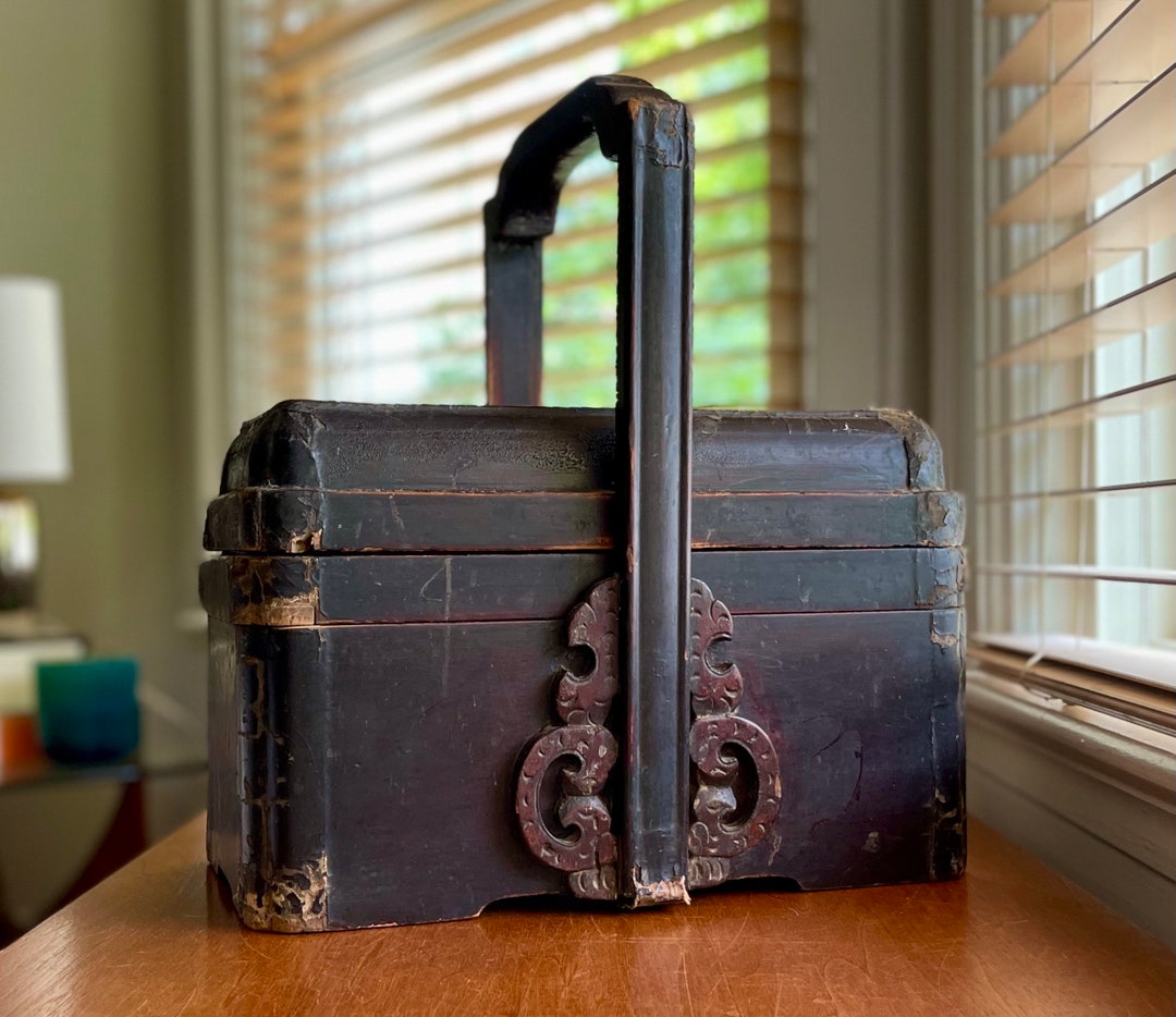 Antique Chinese Lacquered Wedding Basket, Anniversary Basket, Lunch ...