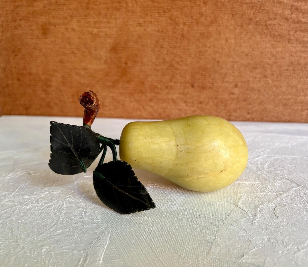 Vintage Jade Pear With Leaves - Etsy
