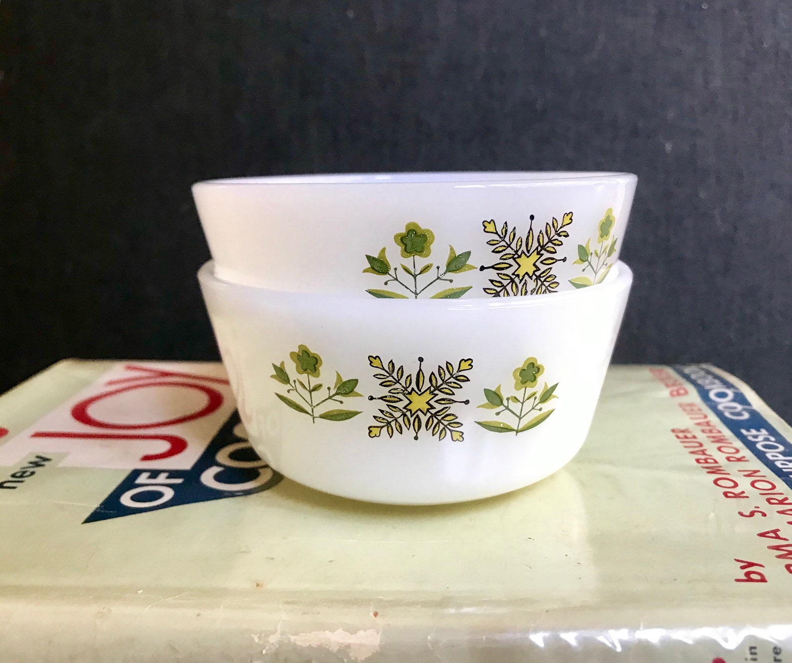 Pair of Small Fire King Anchor Hocking White Glass Bowls | Etsy