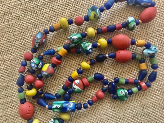 1980’s Marc Labat Glass Bead Long Necklace Made in Pa… - Gem