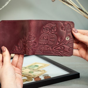 Owl Leather Minimalist Wallet, Women's Leather Wallet, Women's Wallet ...