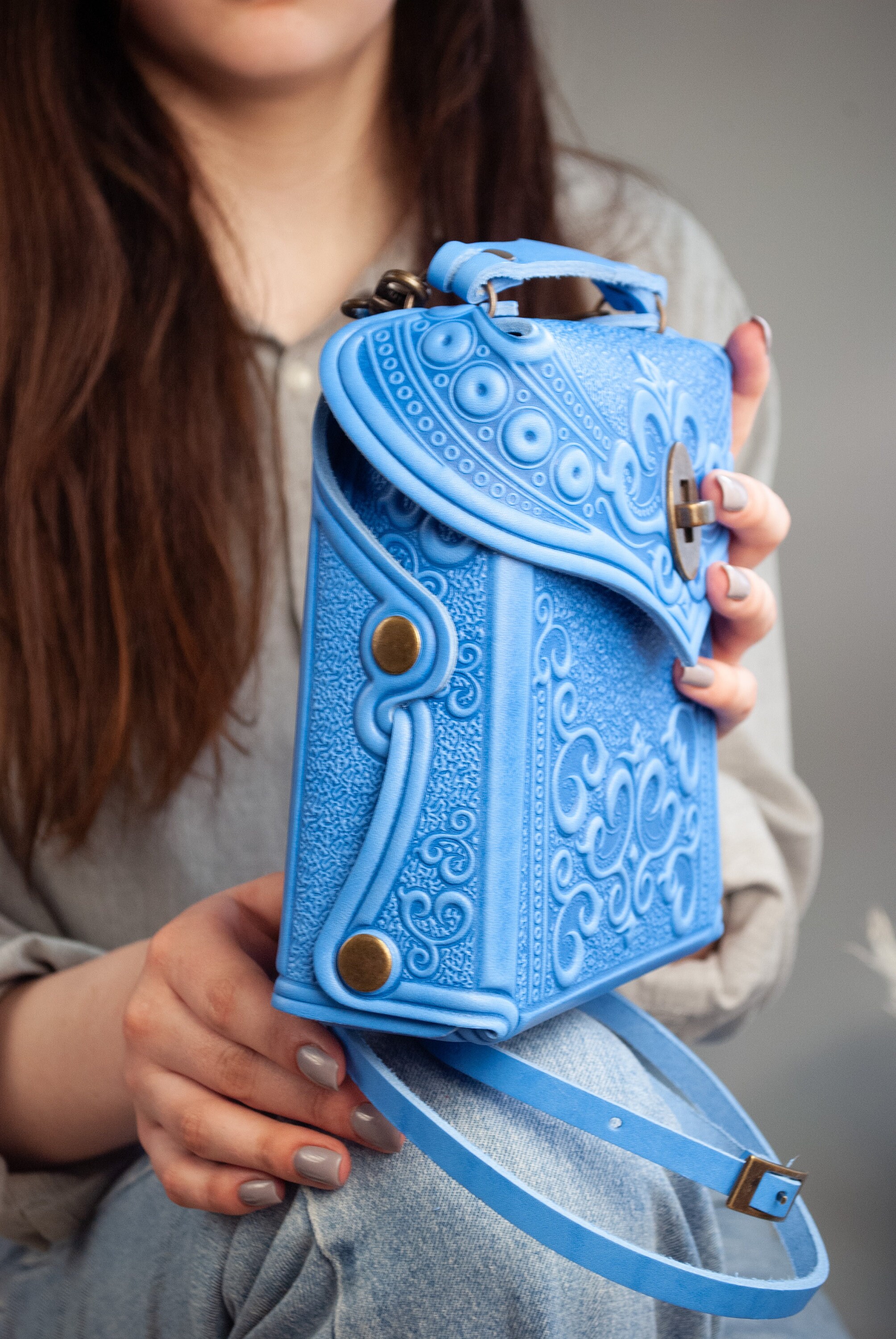 Blue Crossbody Bag Boho Messenger Bag Oriental Messenger Bag, Crossbody ...