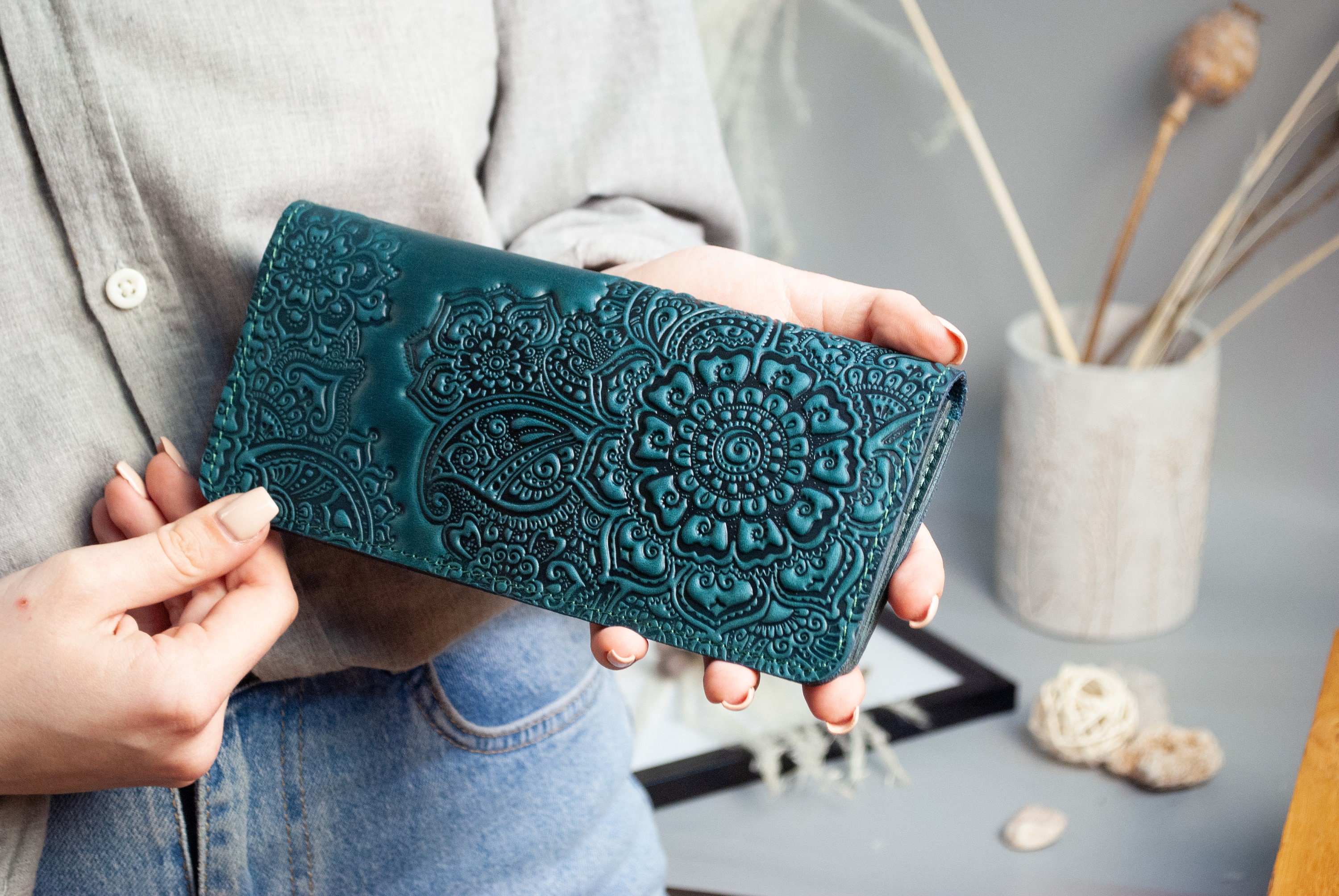 Dark Blue Wallet Women, Real Leather Wallet, Wallet Coin Pocke Leather ...