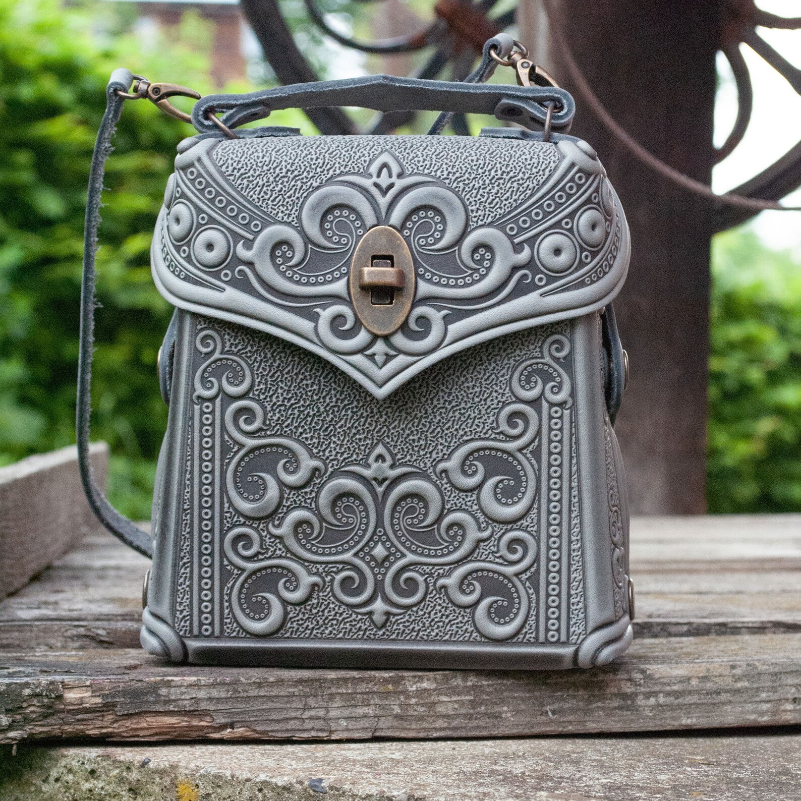 Gray Genuine Leather Shoulder Bag, Grey Crossbody Bag, Boho Messenger ...