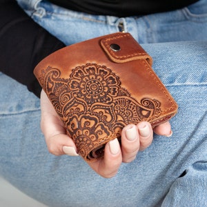 Leather Wallet, Boho Wallet, Handmade Leather Woman Wallet, Gift for ...