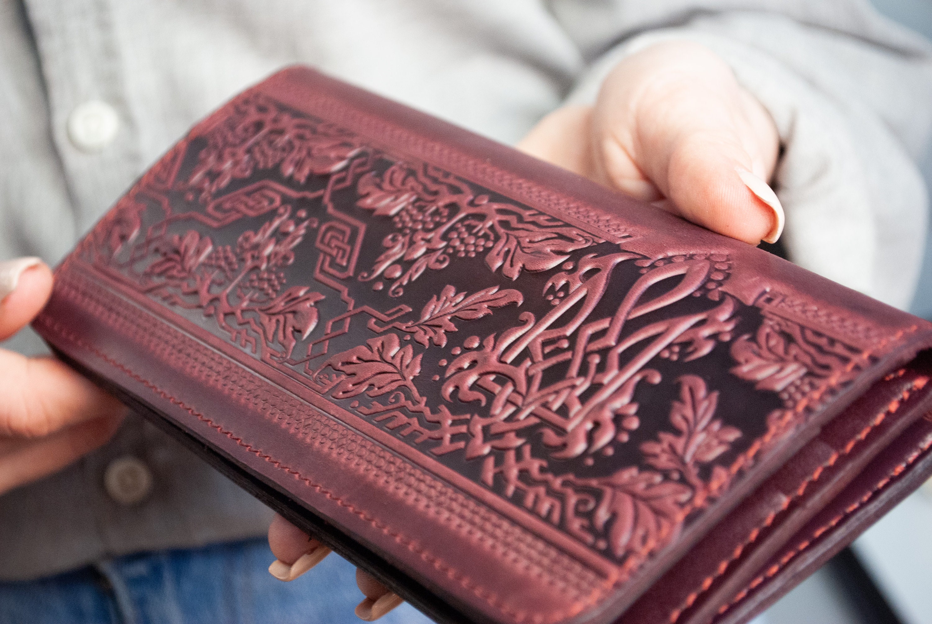 Leather Boho Wallet, Leather Wallet Women's, Long Leather Wallet Women ...