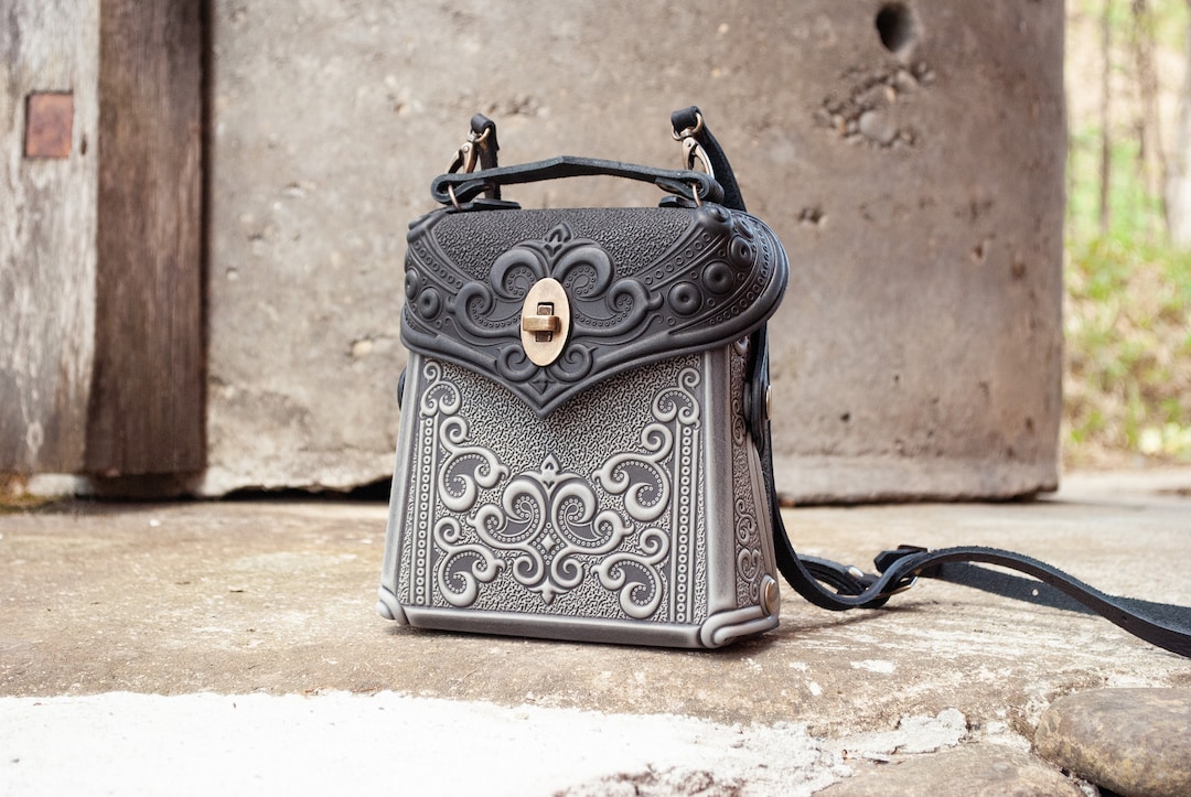 Women's Gray Leather Bag, Gray Shoulder Bag, Crossbody Bag, Leather ...