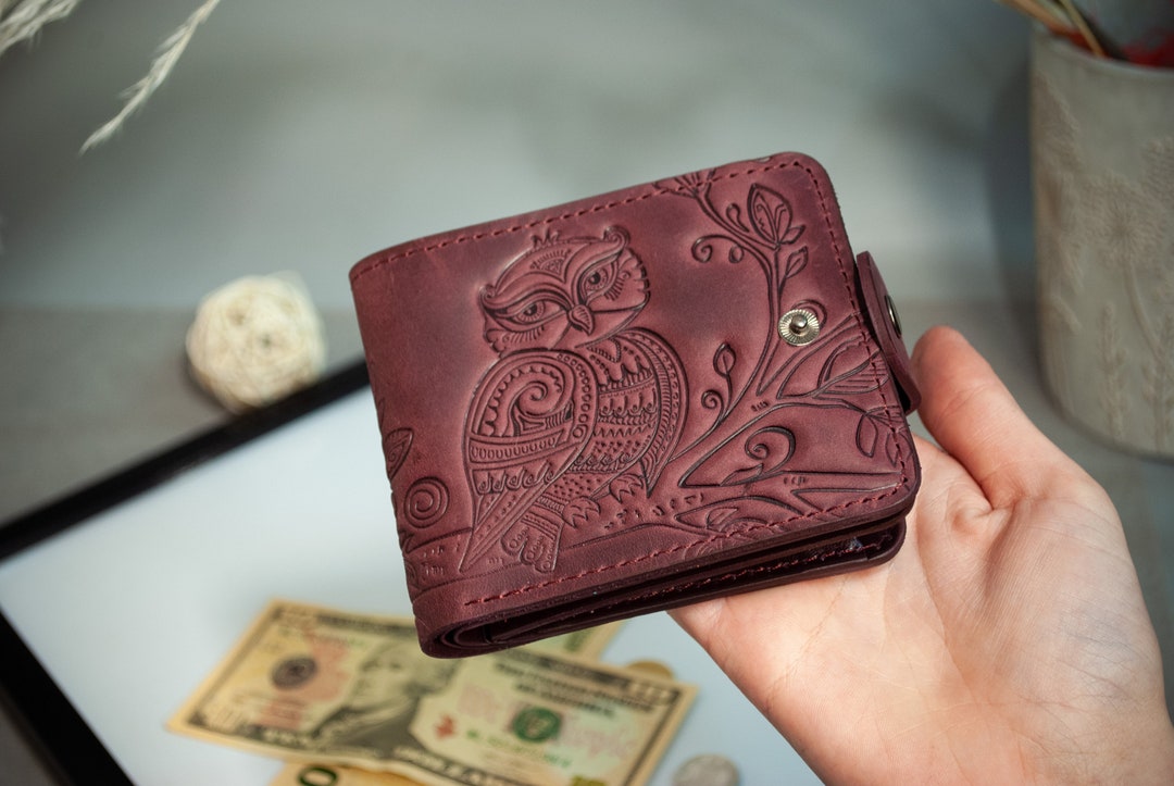 Owl Leather Minimalist Wallet, Women's Leather Wallet, Women's Wallet ...