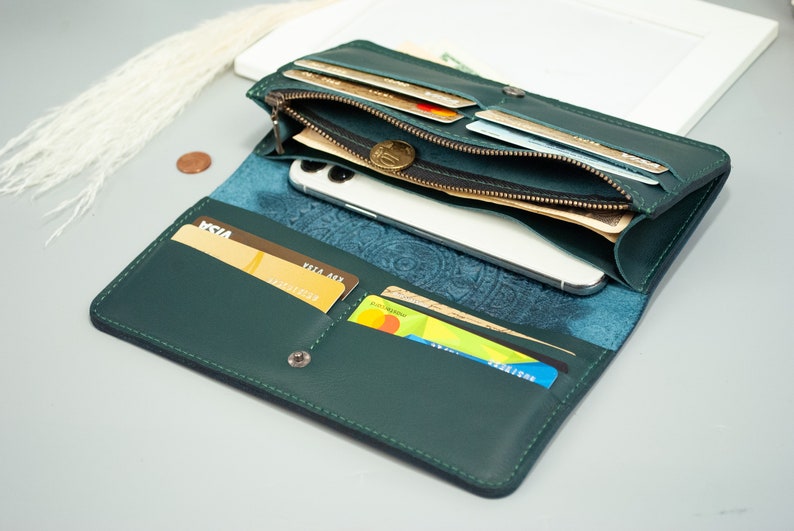 Dark Blue Wallet Women, Real Leather Wallet, Wallet Coin Pocke Leather ...